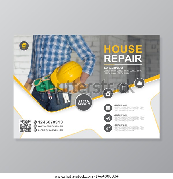 Corporate construction tools cover a4 template and flat icons for a ...