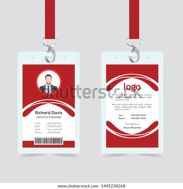Corporate Red Id Card Design Template Stock Vector (Royalty Free ...