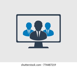 Corporate Team Icon On Computer Screen Stock Vector (Royalty Free ...