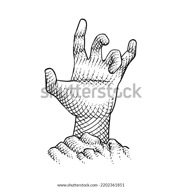 Corpse Zombie Hand Drawn Engraving Style Stock Vector (Royalty Free ...