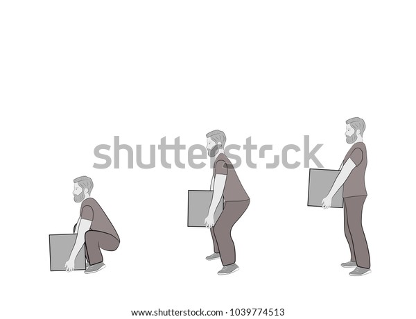 Correct Posture Lift Heavy Object Safely Stock Vector (Royalty Free ...