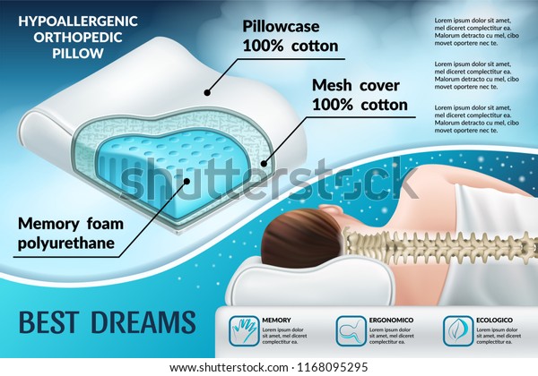 Correct Sleeping Position Hypoallergenic Orthopedic Pillow Stock Vector ...