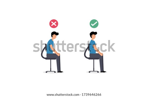 Correct Spine Posture Bad Sitting Position Stock Vector (Royalty Free ...