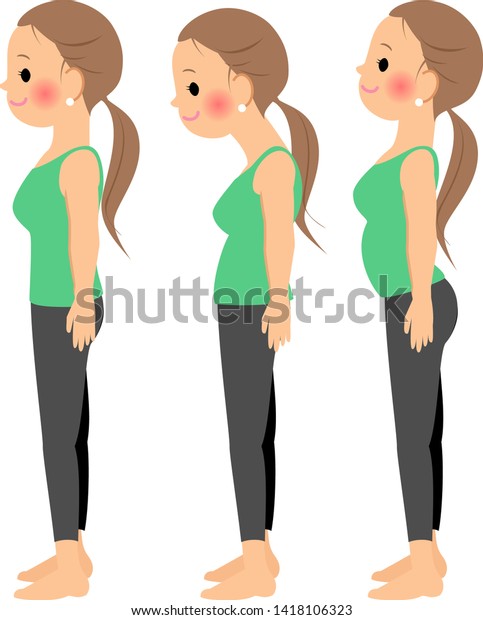 Correct Standing Walking Posture Woman Stock Vector (Royalty Free ...