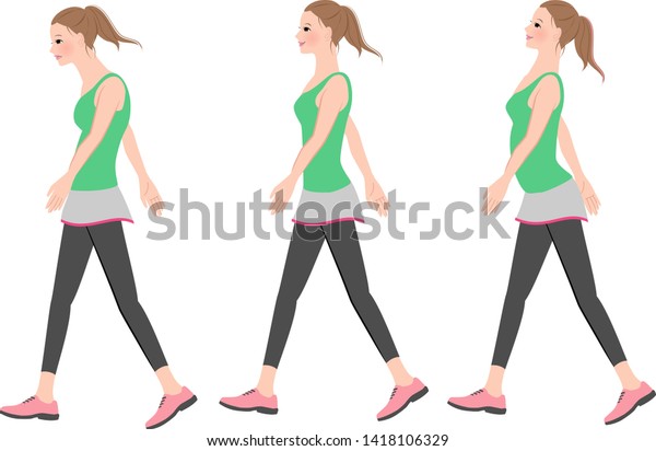 Correct Standing Walking Posture Woman Stock Vector (Royalty Free ...