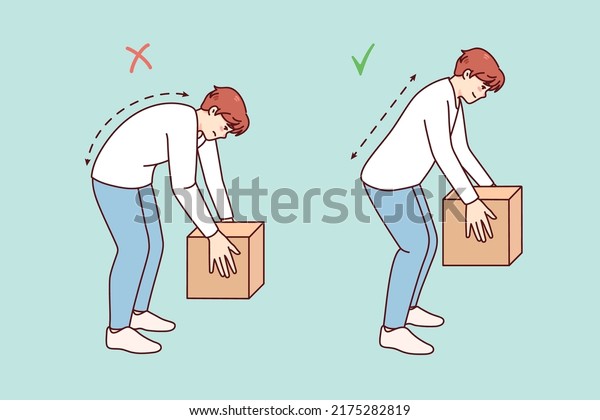 Correct Technique Lifting Heavy Packages Man: เวกเตอร์สต็อก (ปลอดค่า ...