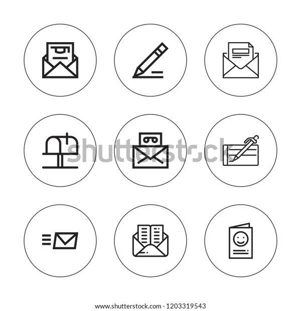 Correspondence Icon Set Collection 9 Outline Stock Vector (Royalty Free ...