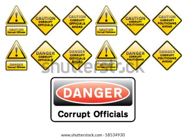 Corrupt Official Caution Danger Signs Stock Vector (Royalty Free ...