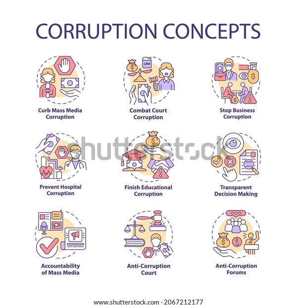 Corruption Concept Icons Set Corrupted Government Stock Vector (Royalty ...