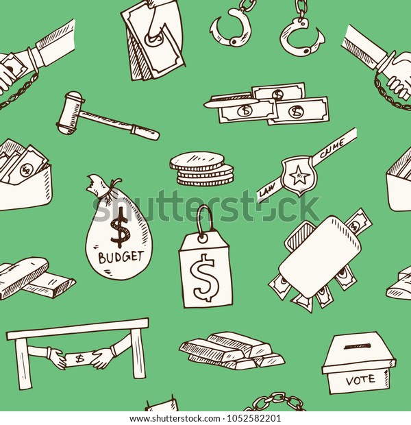 Corruption Hand Drawn Doodle Seamless Pattern Stock Vector (Royalty ...