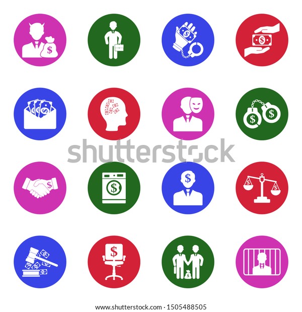 Corruption Icons White Flat Design Circle Stock Vector (Royalty Free ...