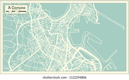 Coruna Spain City Map Retro Style Stock Vector (Royalty Free ...