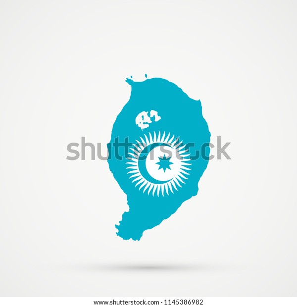 Corvo Island Map Turkic Council Flag Stock Vector (Royalty Free ...