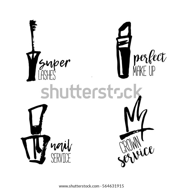Cosmetic Logo Hand Drawn Style Makeup Stock Vector (Royalty Free ...