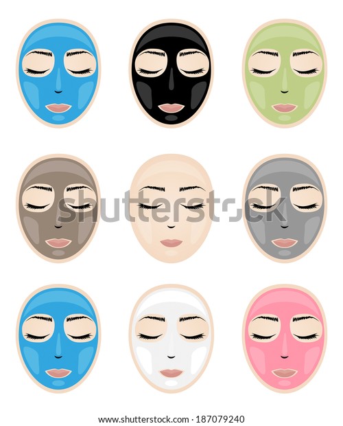 Cosmetic Mask Icon Set Stock Vector (Royalty Free) 187079240