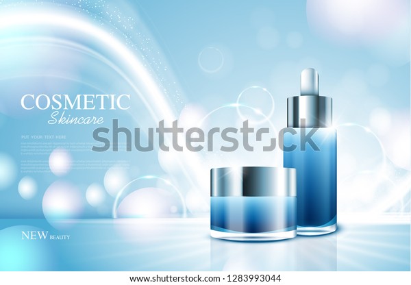 Cosmetic Product Poster Bottle Package Design Stock Vector (Royalty ...