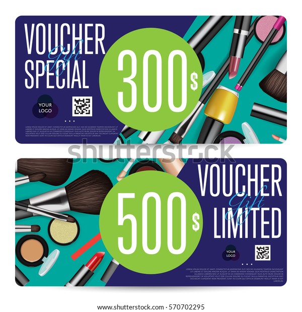 Cosmetics Gift Voucher Template Gift Coupon Stock Vector (Royalty Free ...
