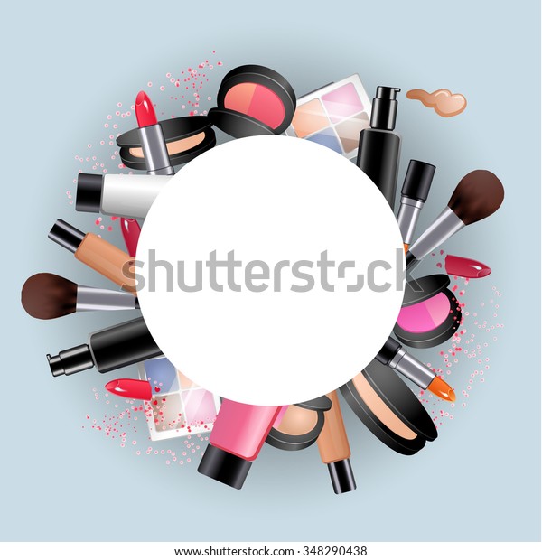 Cosmetics Round Decorative Frame Make Stuff Stock Vector (Royalty Free ...