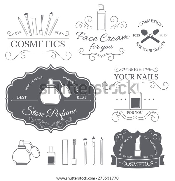 Cosmetics Set Label Template Emblem Element Stock Vector (Royalty Free ...