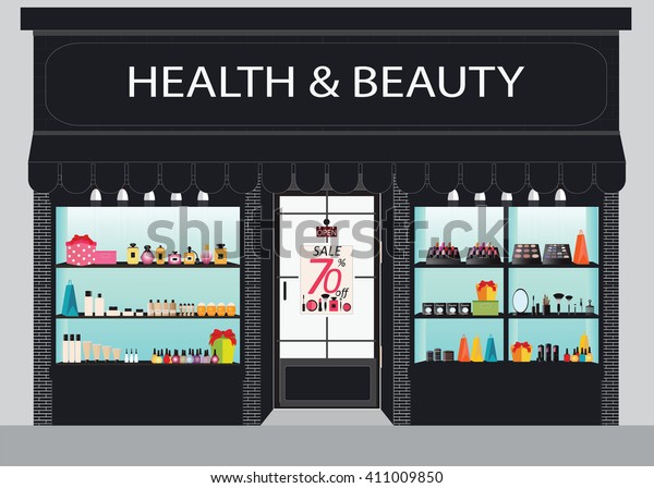 Cosmetics Store Building Interior Products On Stock Vector (Royalty ...