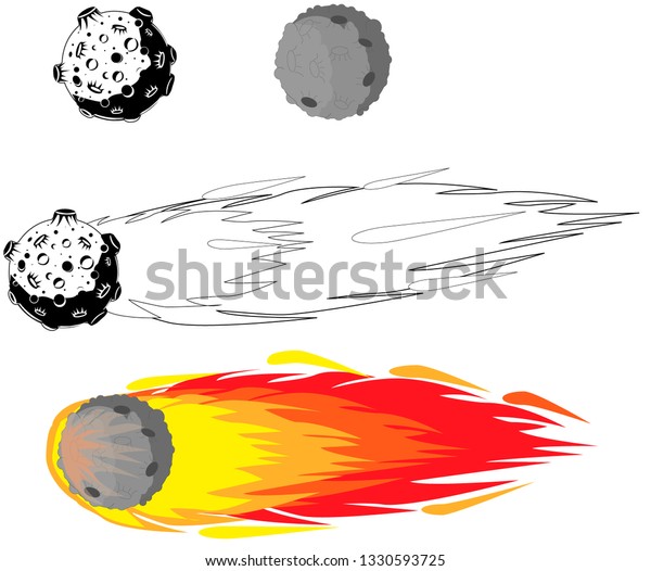 Cosmic Bodies Meteorites Vector Drawing Color 库存矢量图（免版税）1330593725 ...