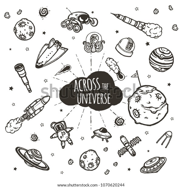 Cosmic Doodles Vector Concept Hand Drawn Stock Vector (Royalty Free ...