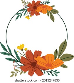 Cosmos Flower Bouquete Circle Frame Tropical Stock Vector (Royalty Free ...