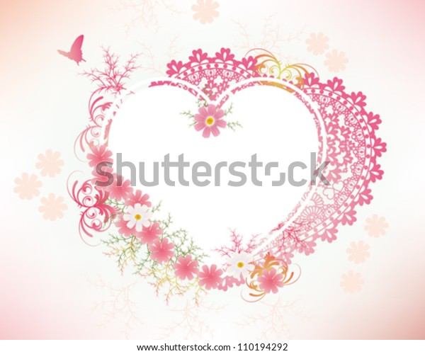 Cosmoses Heart Lace Frame Stock Vector (Royalty Free) 110194292 ...
