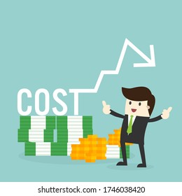 Cost Reduction Concept Cost Down Businessman Stock Vector (Royalty Free ...