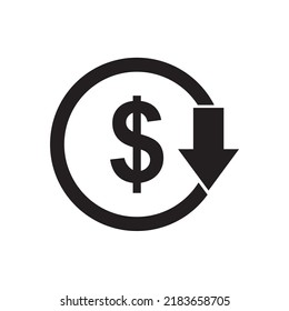 Cost Reduction Icon Dollar Down Icon Stock Vector (Royalty Free ...