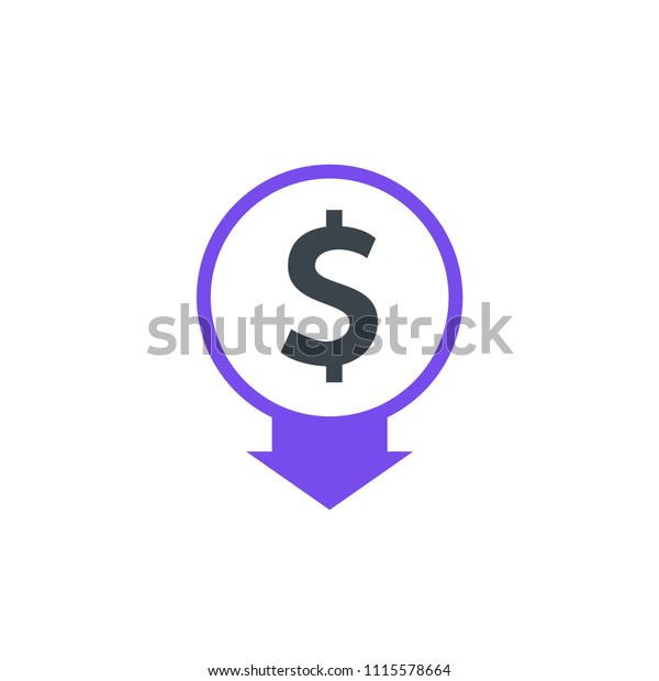 Cost Reduction Icon Dollar Price Decrease Stock Vector (Royalty Free ...