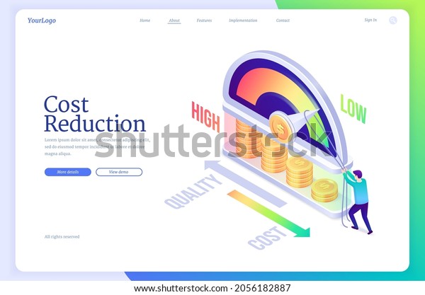 Cost Reduction Isometric Landing Page Business: เวกเตอร์สต็อก (ปลอดค่า ...