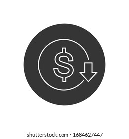 Cost Reduction Line Icon Dollar Down Stock Vector (Royalty Free ...