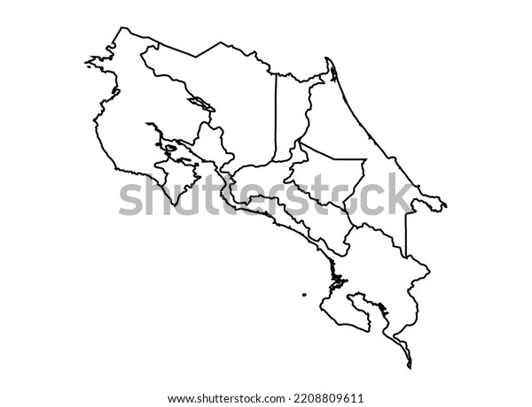 Costa Rica Map Shadow Minimal Line Stock Vector (Royalty Free ...