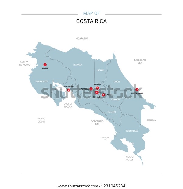 Costa Rica Vector Map Editable Template: стоковая векторная графика ...