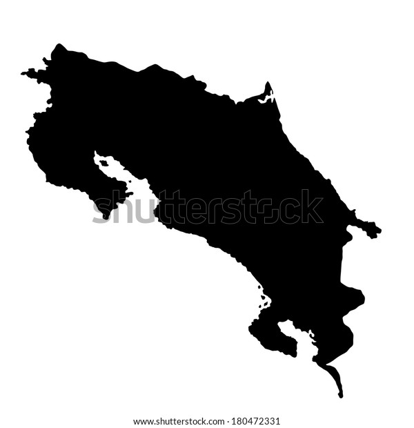Costa Rica vector map silhouette isolated on white background. Central ...
