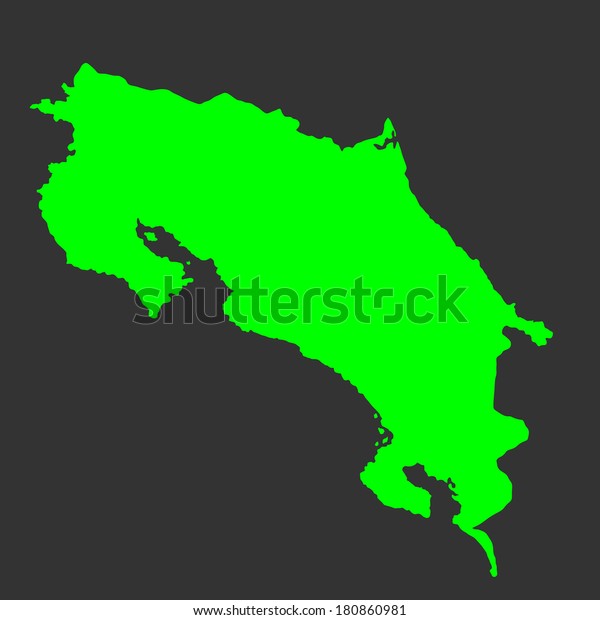 Costa Rica Vector Map Silhouette Isolated Stock Vector (Royalty Free ...