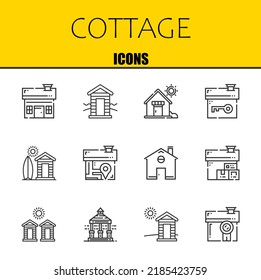 Cottage Vector Line Icons Set House Stock Vector (Royalty Free ...