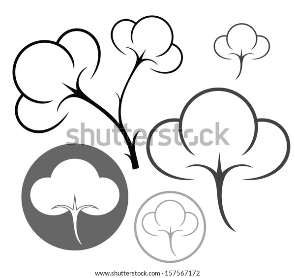 Cotton Icon Set Isolated Plants On Stock Vector (Royalty Free ...