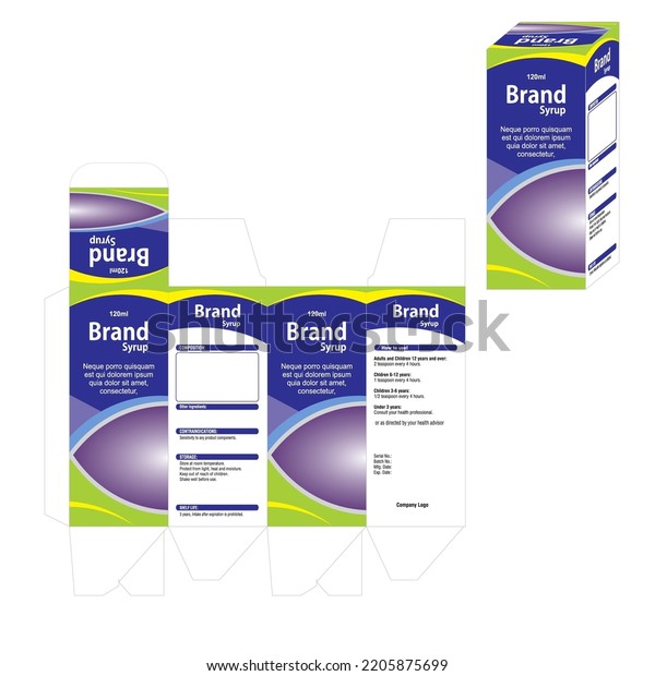 Cough Syrup Cough Design Packaging Box Stock Vector (Royalty Free ...