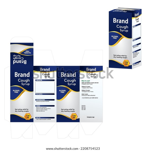 Cough Syrup Flu Packaging Box Blue Stock Vector (Royalty Free ...