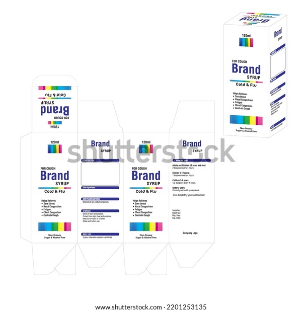 Cough Syrup Packaging Box Packaging Design Stock Vector (Royalty Free ...