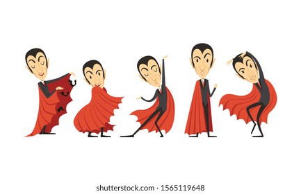 Count Dracula Cartoon Character Different Poses: immagine vettoriale ...