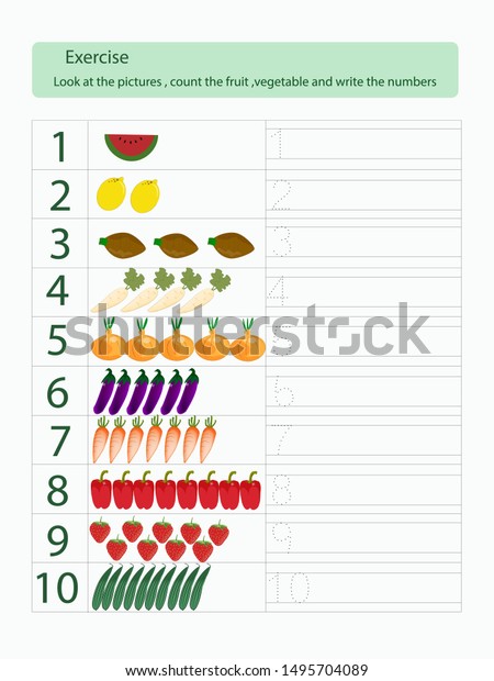 Count Fruitvegetable Write Numbers Vector Stock Vector (Royalty Free ...