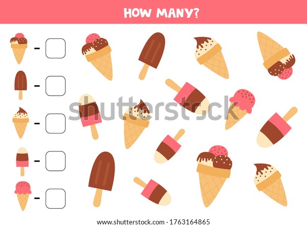 Count How Many Ice Creams There: เวกเตอร์สต็อก (ปลอดค่าลิขสิทธิ์ ...