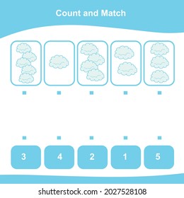 Count Match Clouds Game Kids Counting Stock Vector (Royalty Free ...