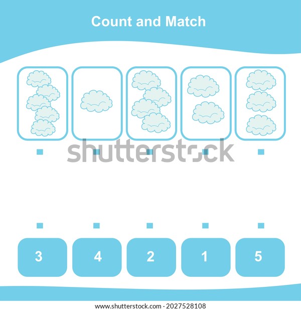 Count Match Clouds Game Kids Counting Stock Vector (Royalty Free ...