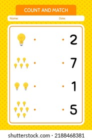 Count Match Game Light Bulb Worksheet Stock Vector (Royalty Free ...