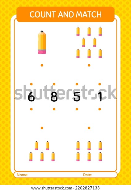 Count Match Game Pencil Worksheet Preschool Stock Vector (Royalty Free ...