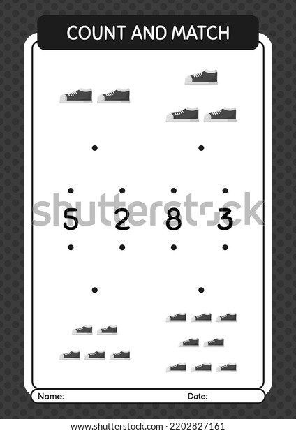 Count Match Game Shoes Worksheet Preschool Stock Vector (Royalty Free ...